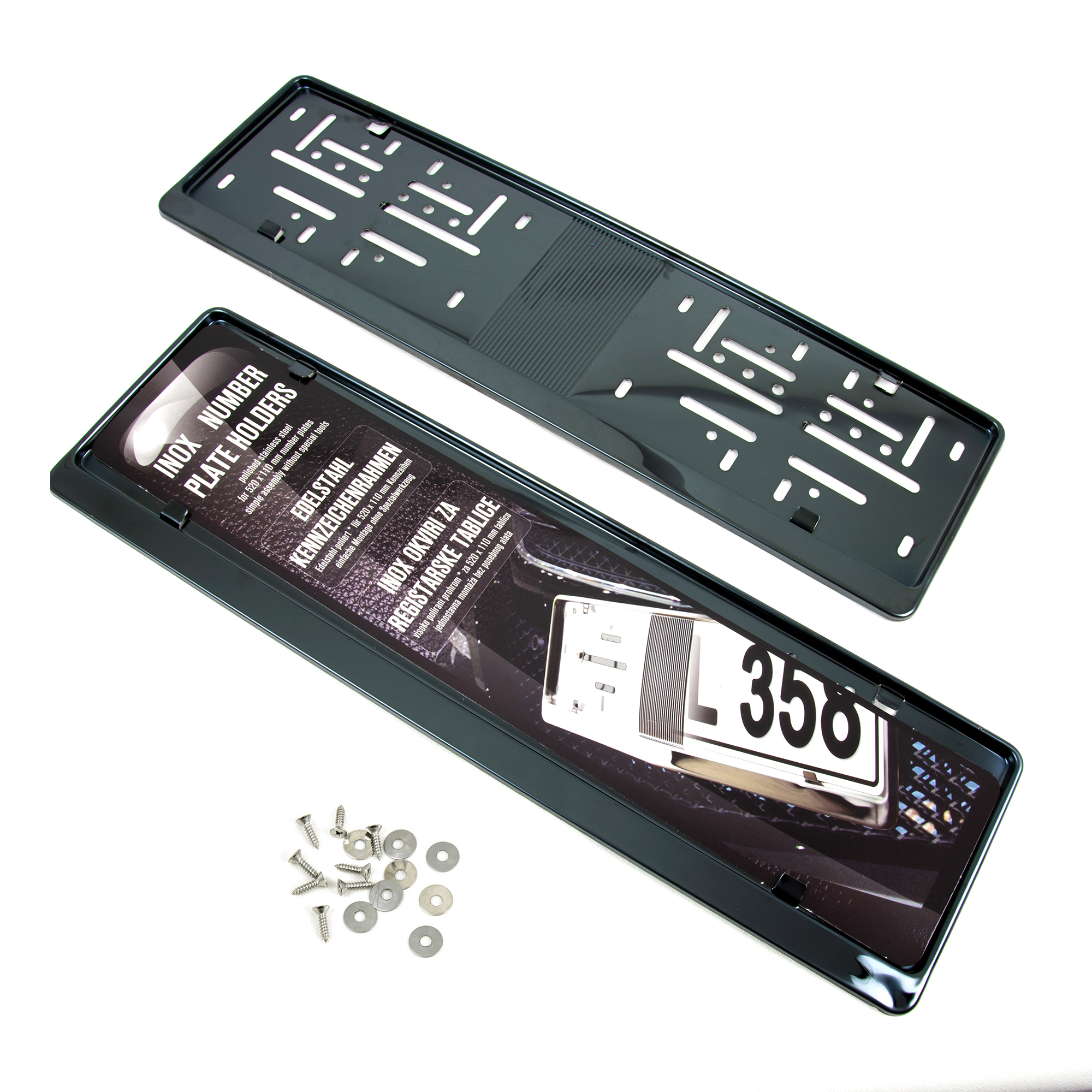 2x Premium Auto Kennzeichenhalter 100% EDELSTAHL SCHWARZ poliert (Black ...
