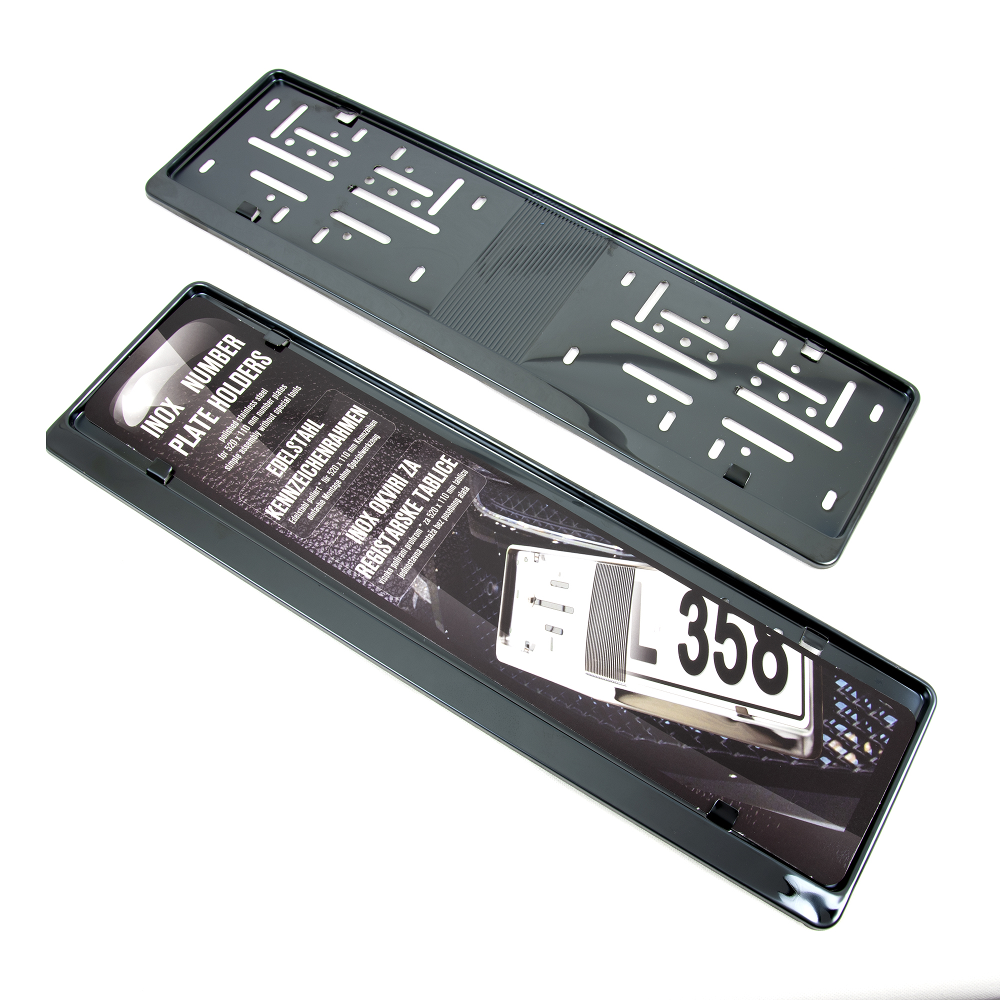 2x Premium Auto Kennzeichenhalter 100% EDELSTAHL SCHWARZ poliert (Black ...